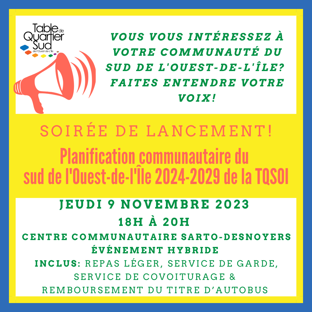 Planification communautaire du sud de l'Ouest-de-l'Île - TQSOI